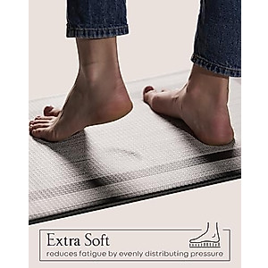 Homergy Anti Fatigue Kitchen Mats for Floor 2 PCS, Memory Foam Cushioned Rugs, Comfort Standing Desk Mats for Office, Home, Laundry Room, Waterproof & Ergonomic, 17.3×30.3&17.3×59 ×0,47", Fabric Black