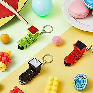 24 Pcs Trains Party Favors Train Keychain Light Up Backpack Clips with LEDs and Sounds LED Train Party Birthday Supplies Fun LED Light Up Keychains Classroom Rewards Goodie Bag Filler Carnival Prize