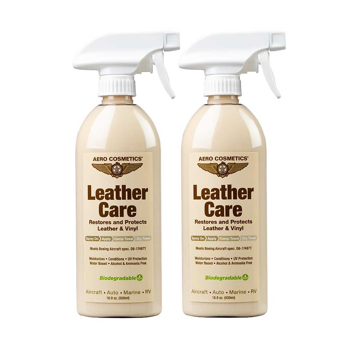 Leather Care, Conditioner, UV Protectant, Aircraft Grade Leather Care, Better Than Automotive Products. Excellent for Furniture, Car Seats, & RV 's, Does not Leave Dirt attracting Residue. 16oz