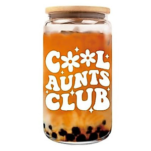 HEXMOZ Aunt Gifts from Niece, Newphew - Auntie Birthday Gifts, Cool Aunt Club, Auntie Era, Best Aunt Ever, Promoted To Aunt, New Aunt, Pregnancy Announcement Ideas - 16oz Glass Cup