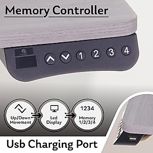 Generic Electric Standing Desk - Adjustable Height Desk with Laptop Stand, Sit Stand Desk, Riser Table (48 inch x 24 inch), Smoothly and Quietly Adjust from 27 to 45 inches, White Frame, Gray Desktop