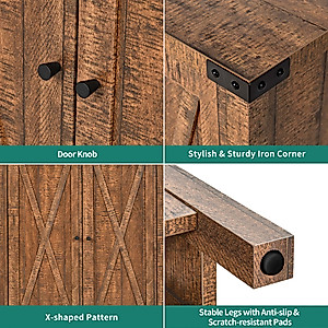 YITAHOME Shoe Cabinet with Doors, Farmhouse 5-Tier Shoe Storage Cabinet for Entryway, Large Capacity Wooden Shoes Rack Organizer for Entryway/Hallway/Closet, Brown