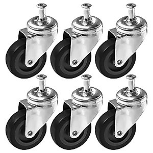 FactorDuty 6 Pack Heavy-Duty 3" Swivel Caster Wheels for Creeper Service Cart Stool Post Mount
