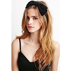JOYOYO Bow Headbands for Women Double Layer Bow Knotted Headband Black Fashion Headbands Top Knot Festival Turban Hair Accessories for Girls