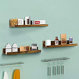 Giftgarden 16 Inch Floating Shelves ,Set of 3, Rustic Wall Mounted Picture Ledge Wooden Wall Shelf for Living Room Bedroom Kitchen Bathroom, 3 Different Sizes