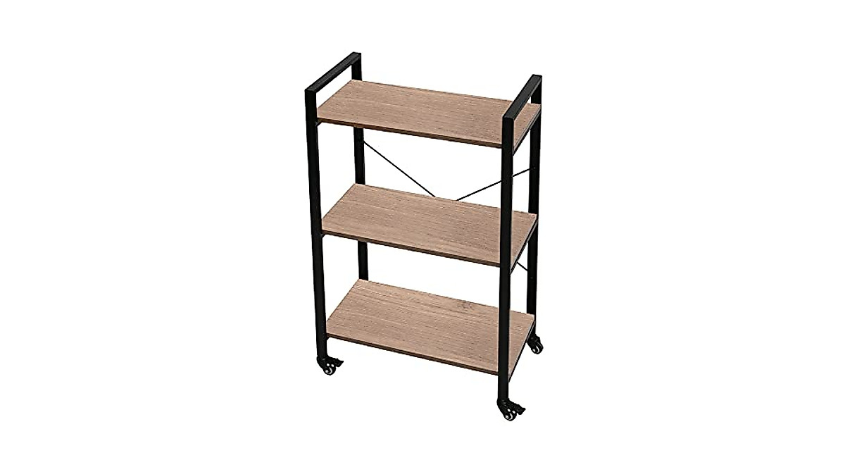 Coral Flower 3-Tier Kitchen Rack - Vintage Wood & Metal