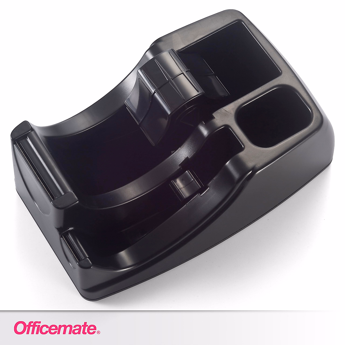 Officemate Recycled 2-in-1 Heavy Duty Tape Dispenser, 1" and 3" Cores, Black (96690)