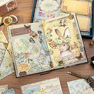 ALKALO Vintage Scrapbooking Kit(202pcs), Garden Slow Time Series with Journaling/Scrapbooking Supplies,Stationery,A6 Notebook,Aesthetic DIY Gift for Teen Girl Adult Female