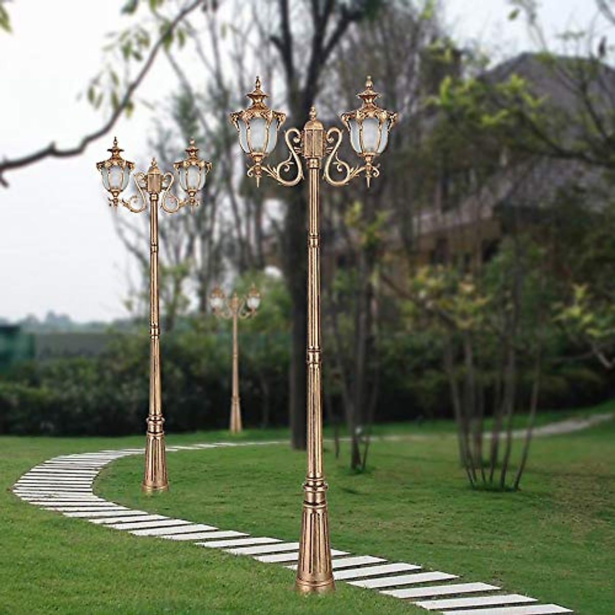 ZZYJYALG E27 European Home Garden High Rod Light Outdoor Waterproof Community School Lawn Street Lantern Light Hotel Villa Garden Park Column Light Landscape Lamp