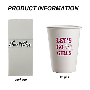 SharkBliss Lets Go Girls Party Cups, 20 Pack 9oz Lets Go Girls Disposable Paper Funny Humor Cups for Party Table Decor (Lets Go Girls Cups)