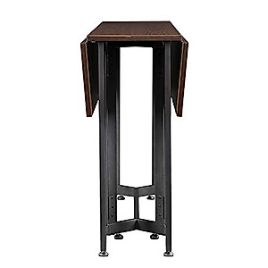 SEI Furniture Driness Drop Leaf Console to Dining Convertible Table, Dark Tobacco, Gunmetal Gray