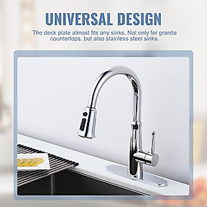 WOWOW Faucet Plate,Kitchen Sink Cover Stainless Steel Plate for 1 or 3 Hole Bathroom or Kitchen Sink Faucet Mixer Tap 10 Inch Escutcheon Hole Covers Chrome