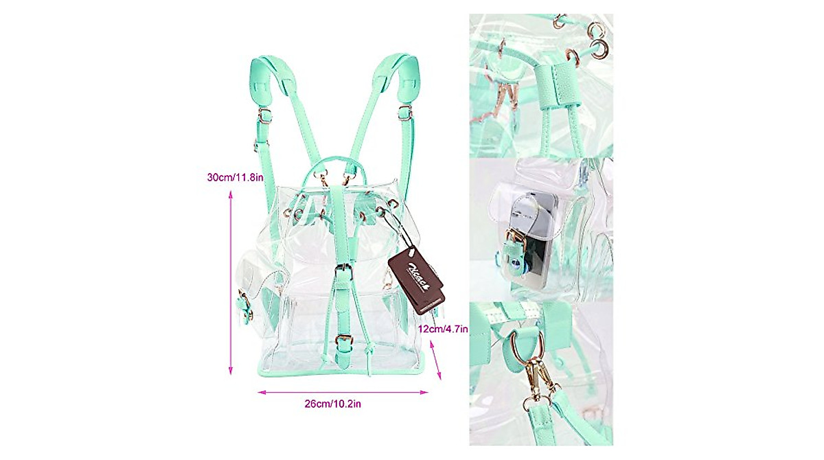 Zicac Green Clear Backpack – Stylish Stadium-Approved Transparent Bag