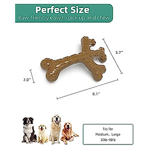 Boutiray Dog Chew Toy for Aggressive Chewers Real Bacon Flavor Nylon Bone Durable Sturdy Tough Dogs Toys Teething Cleaning Stick for Large Medium Breeds