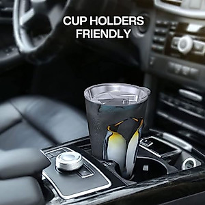 jshmgchw 3d Penguin 20oz Tumbler, Car Cup With Lid And Straw, Spill-Proof, Stainless Steel Double Wall Vacuum Insulated Reusable Coffee Travel Mug, For Cold Drinks, Hot Beverage