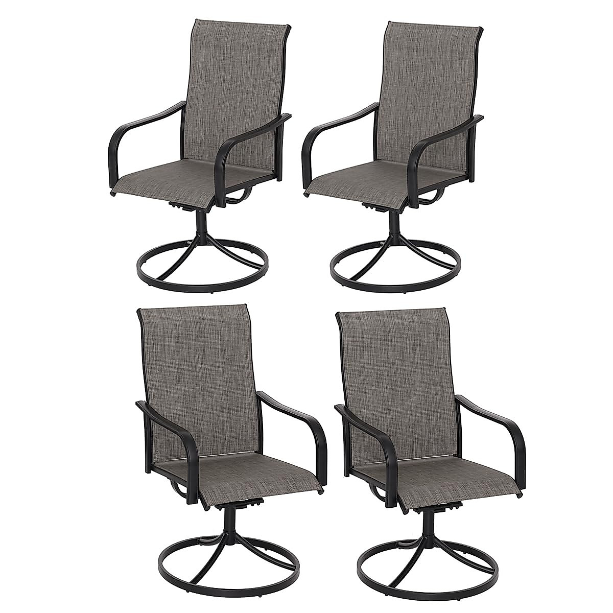 Anmutig Patio Swivel Dining Chair, Outdoor Metal Chair with Textilene Mesh Fabric Patio Furniture Set Porch Chairs with Metal Rocking Frame for Lawn Garden Backyard Light Tan/Grey