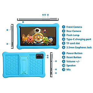 Kids Tablet Android 11 Tablet 7 inch for Kids, 3GB RAM 32GB ROM 128GB Expand,Google Certificated, Kids Software Pre-Installed, Bluetooth, WiFi.……
