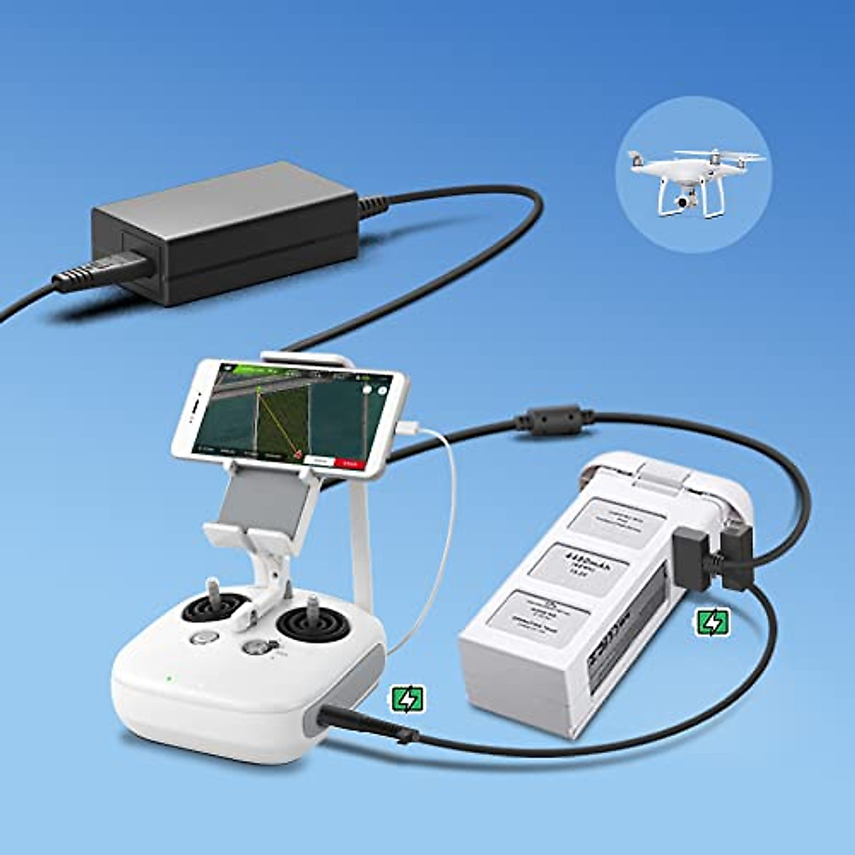 HKY AC Adapter Replacement for DJI Phantom 3 Series Drone Charger DJI Phantom 3 Professional/Professional (Pro)/Advanced/Standard/DJI Phantom 3 Pro Quadcopter Drone & Remote Control UL Listed