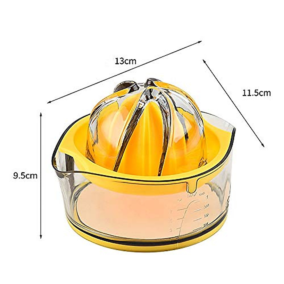 Kasmoire Citrus Lemon Orange Juicer, Manual Hand Squeezer with Built-in Measuring Cup and Strainer, 8OZ, Yellow