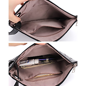 Van Caro PU Leather Wristlet Clutch Wallet Purses Oversized Leopard Print Evening Handbag for Women,Black