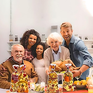 QOIUSO Thanksgiving Gift Bags Cellophane Bags: 50 Pcs Thanksgiving Treat Bags for Goodie Cookies Snacks and Gift Wrapping, Clear Candy Bags with Twist Ties Thanksgiving Party Favors Bags - 4 Style