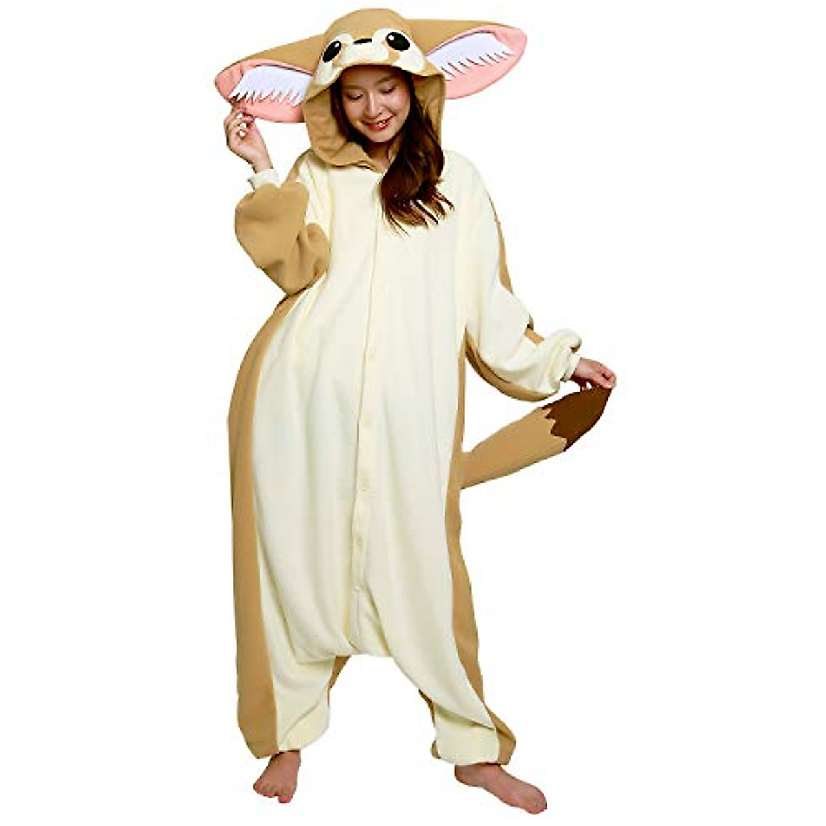 SAZAC Fennec Fox Kigurumi - Onesie Jumpsuit Halloween Costume (X-Large)