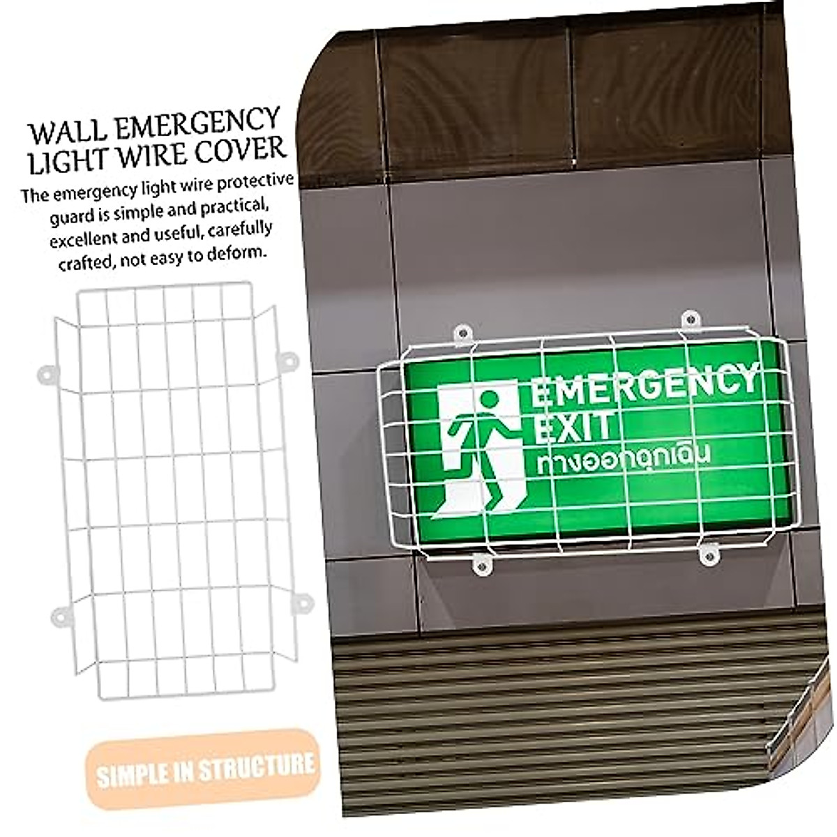 PAMINGONO Exit Light Wall Mounted Wire Guard Exit Sign Light Wire Guard Exit Sign Damage Stopper Exit Sign Wire Guard Emergency Light Protector Emergency Lighting Cage Protection White Iron