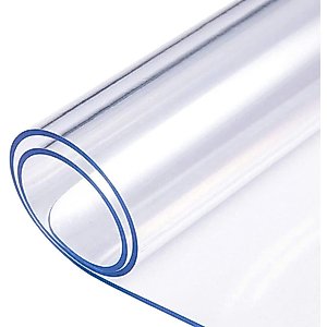 tonchean 2mm Thick Clear PVC Table Cover Protector 79 x 40inch Rectangular Plastic Tablecloth Desk Pad Plastic Table Cover, Waterproof & Easy Clean for Kitchen Wood Table