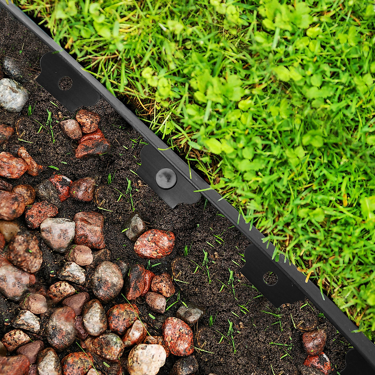 Gardzen 1.5" x 20' Landscape Edging Kit, Garden Edging Coil Comes with 24 Pcs Spikes, No Dig Lawn Border Design