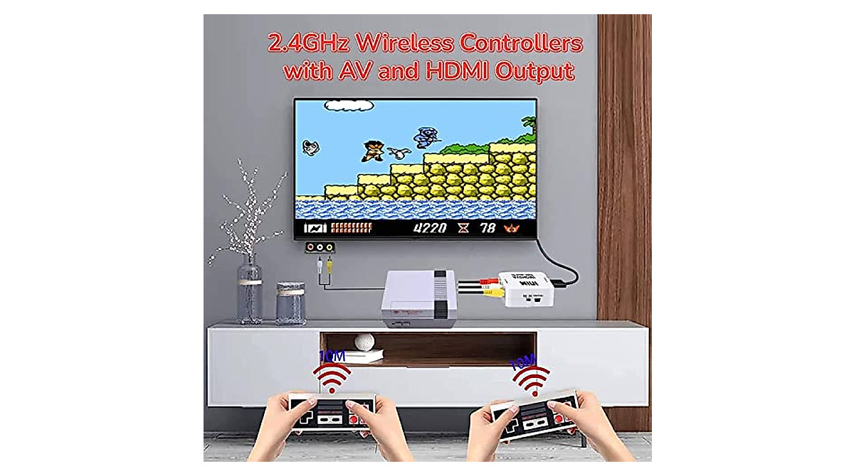 Retro Game Console with 620 Built-in Games & Wireless Controllers