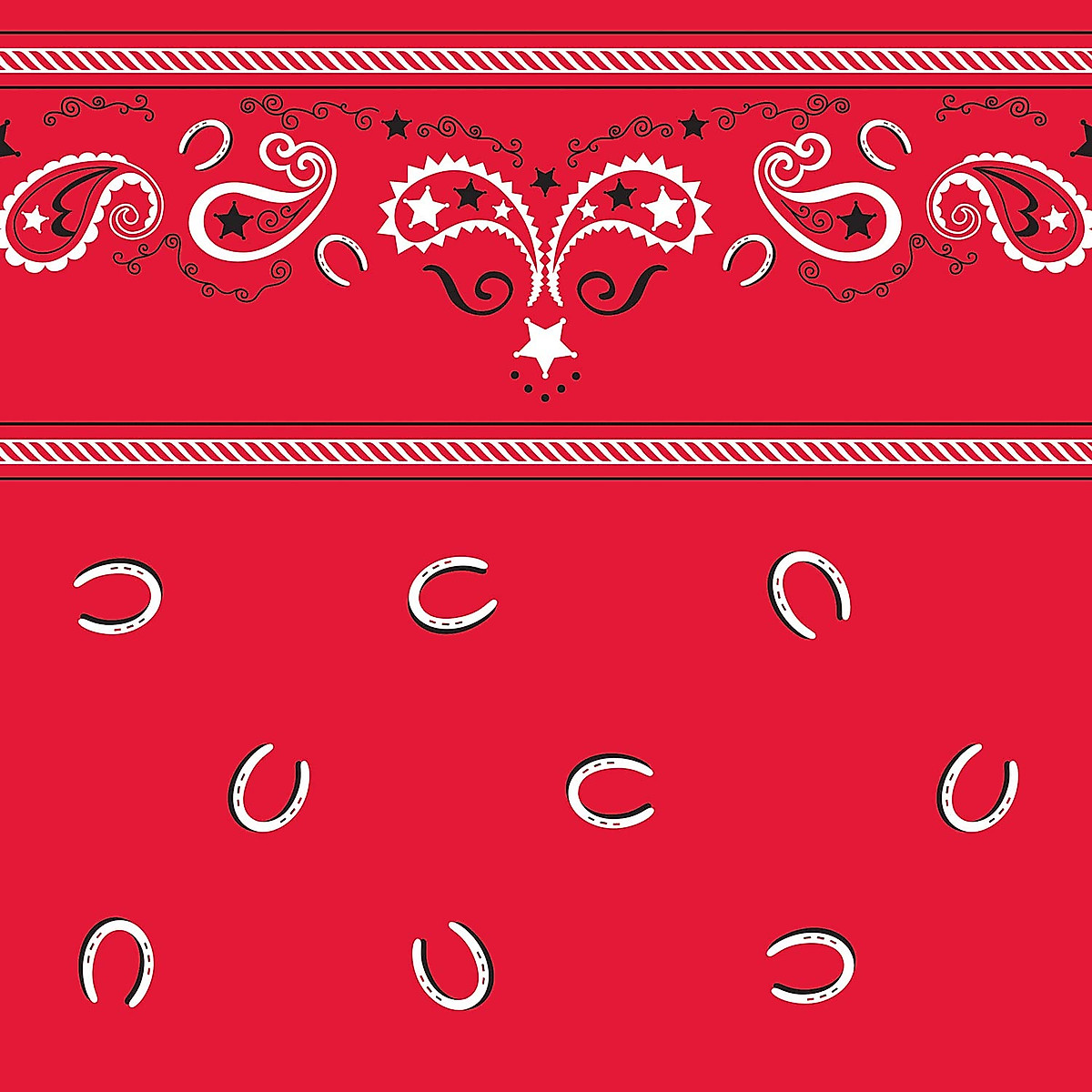 Beistle Red Bandana Tablecover, 54” x 108” – Plastic Table Cloth, Farm Theme Tablecloth, Cowboy Theme Party Decorations, Western Decorations, Bandana Tablecloth, Rectangular Tablecloth