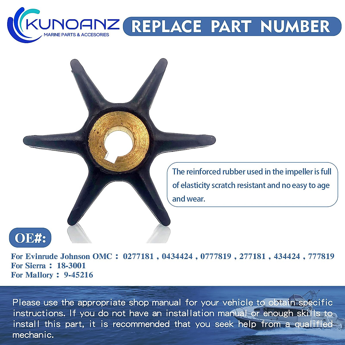 277181 434424 Water Pump Impeller For Evinrude Johnson 3/4/5/5.5/6/7.5 HP 2 Stroke Outboard Sierra 18-3001 0277181 0434424 0777819 3HP 4HP 5HP 5.5HP 6HP 7.5HP