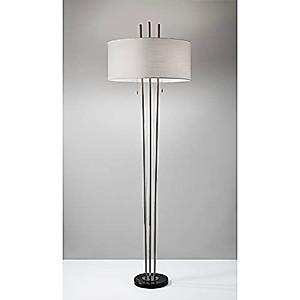 Adesso Home 4073-22 Contemporary Modern Two Light Floor Lamp from Anderson Collection in Pwt, Nckl, B/S, Slvr. Finish, Brushed Steel