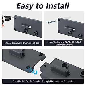 WellMade 64'' Adjustable Garden Tool Organizer, Garage Storage System Hooks, Wall Mount Tool Organization, Yard Tool Storage Rack, Shovel Broom Rake Holder, Black