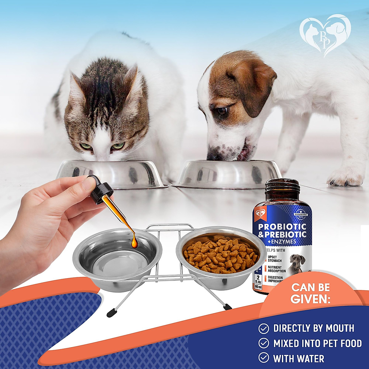 Probiotics & Prebiotics with Enzymes for Dogs and Cats - Digestive Gut Flora Health Pet Food Supplements - Constipation & Diarrhea and Gas Home Remedy - Upset Stomach Relief - Made in USA