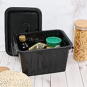 Leendines 6L Plastic Storage Boxes, 6 Pack Black Storage Bins with Lids