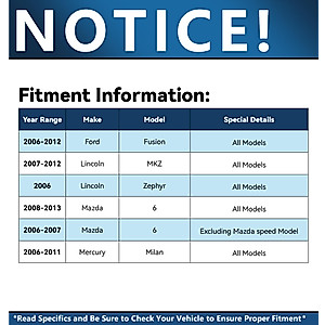 Detroit Axle - Front Brake Kit for Ford Fusion Mazda 6 Lincoln MKZ Zephyr Mercury Milan Disc Brake Rotors Ceramic Brakes Pads Replacement Brake Kit