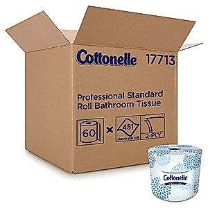Cottonelle® Professional Standard Roll Bathroom Tissue (17713), 2-Ply, White, 60 Rolls / Case, 451 Sheets / Roll, 27,060 Sheets / Case