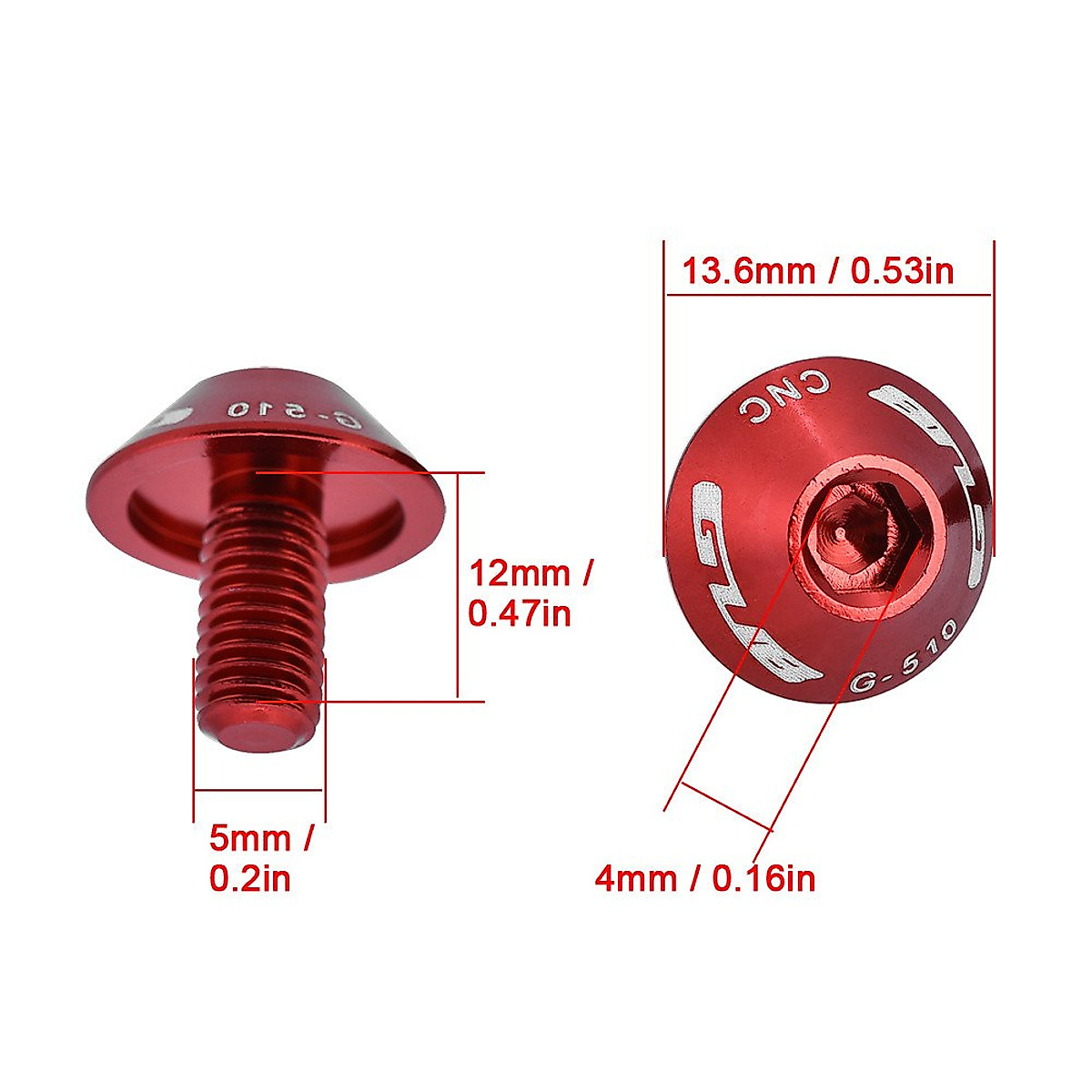2Pcs M5 * 12mm Water Bottle Cage Bolts Bottle Holder Screw Fixed Stem Bolts(Red)
