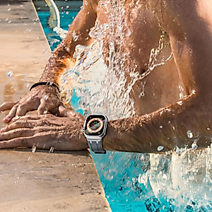 WINGLE Apple Watch Band Ultra - 49mm, 46mm, 45mm, 44mm, 42mm for Men - Series 10, 9, 8, 7 SE, 6, 5, 4 - AP Liquid Silicone Rubber Band for iWatch 3, 2, 1 - Metal Adapter - Luxury Cool Sport Strap