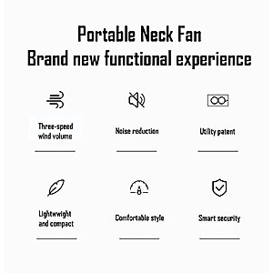 ErjeeNai Portable Neck Fan,Hanging Neck Bladeless Fan,USB Rechargeable Personal Fan,3 Speeds Silent 360° Cooling Tuyere Layout,Fast Charging and Long Battery Life,Keeping the Neck Cool at All Times