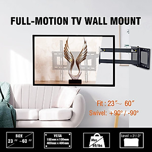 FORGING MOUNT Long Arm TV Wall Mount,Full Motion Wall Mount TV Bracket with 43" Extension Articulating Arm Universal TV Mount, Fits 26-65" Flat/Curve TVs/Monitors,Holds 99 lbs,Max VESA 400x400mm