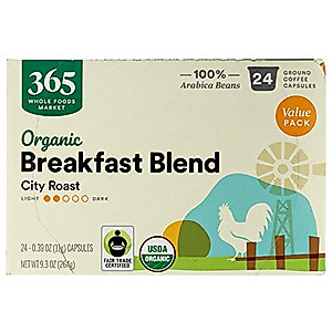 365 by Whole Foods Market, Organic Breakfast Blend Coffee Capsules, 0.39 Ounce (Pack of 24)
