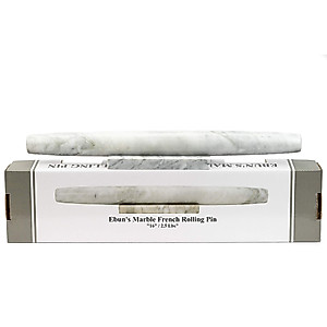 Marble French Rolling Pin for Baking Pizza Dough, Pie & Cookie With Stand - Nonstick Essential Kitchen utensil tools gift ideas for bakers 16" inch Pins (White Marble)