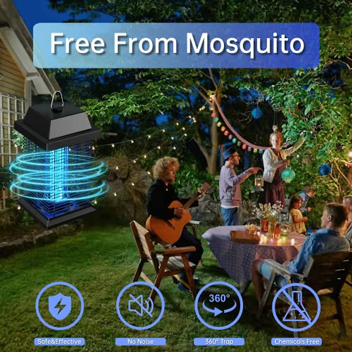 WVV Bug Zapper, 4200V Electric Mosquito Zappers Killer ,Electronic Light Bulb Lamp for Outdoor and Indoor (Metal A)