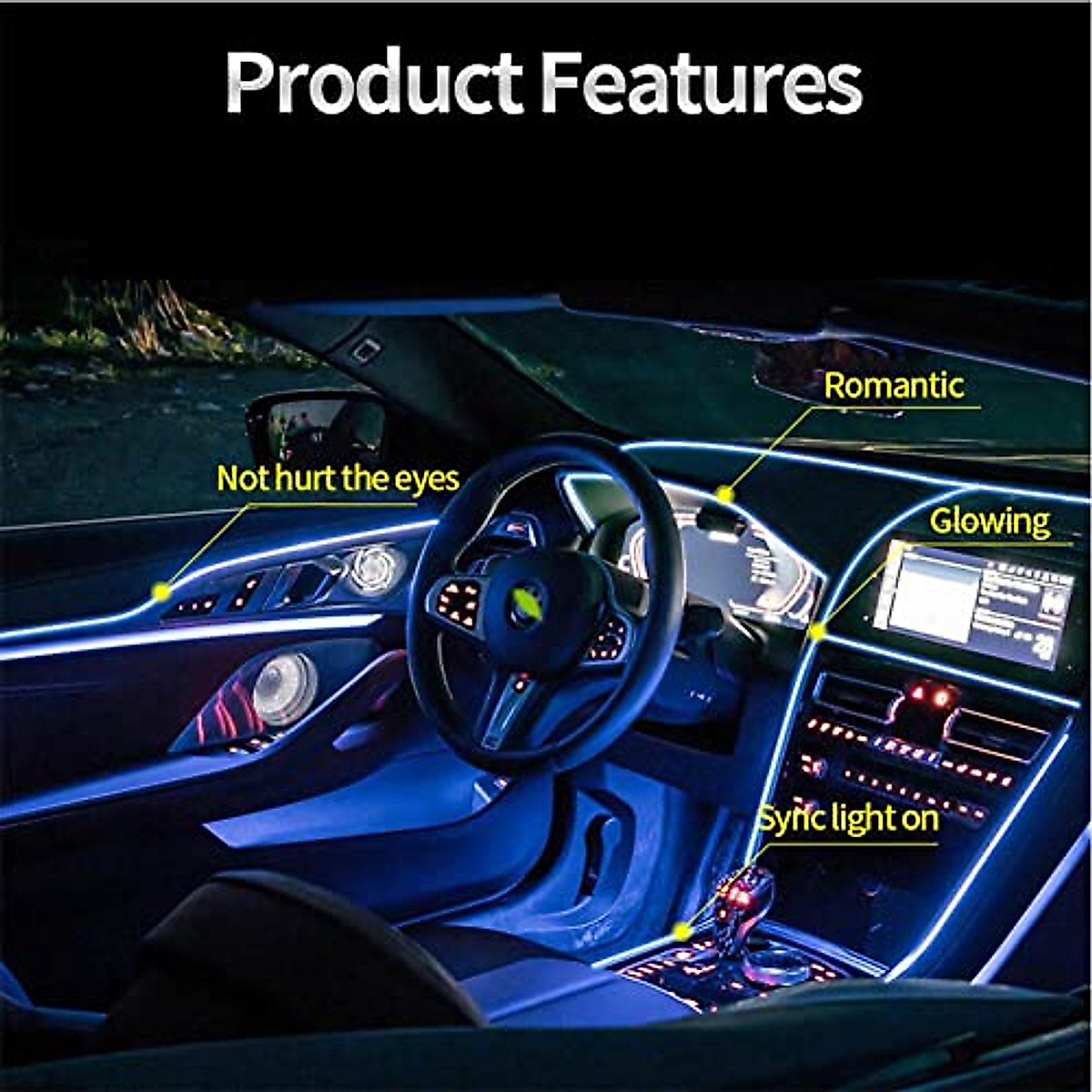 GZYF Interior Car LED Strip Lights, Ambient Lighting Kits, Interior Corridor Room Atmosphere Lights Decoration, 5M Neon Light with 6mm Sewing Edge for Automotive Trucks SUVs ATVs RVs, Green