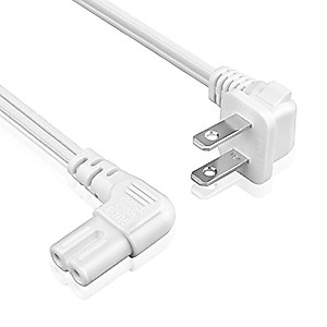 TNP Universal 2 Prong Angled Power Cord (6 Feet) 2 Pack - NEMA 1-15P to IEC320 C7 Figure 8 Shotgun Connector AC Power Supply Cable Wire Socket Plug Jack (White) For PS4, Apple TV, PS3 Slim