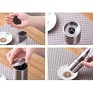 2 in 1 Salt and Pepper Grinder, Stainless Steel salt Grinders and Pepper Mill Set with Adjustable Ceramic Rotor