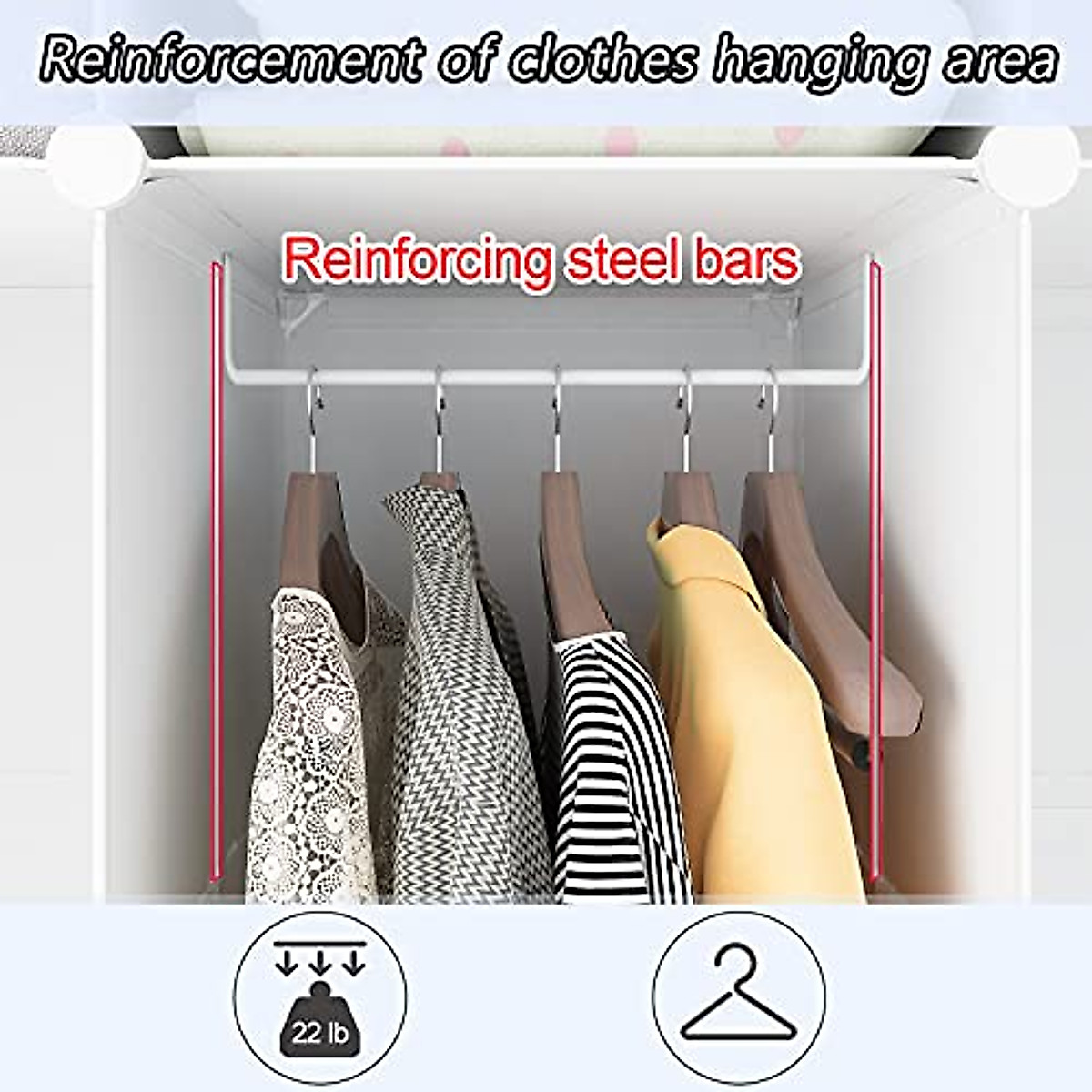 Aeitc Portable Wardrobe Closet Cube Storage Storage Organizer with Doors Bedroom Armoire Visibility Wardrobe (56"x18"x56", White)