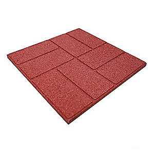 RevTime Dual-Side Garden Rubber Paver 16"x16" for Patio Paver, Step Stone and Walk Way, Safety Rubber Tile Red (6 PCS per Pack)